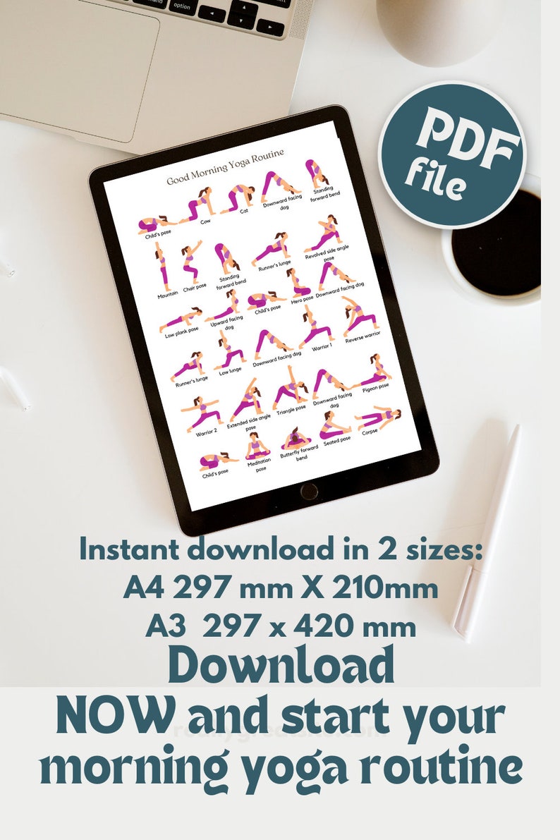 Morning Yoga Routine Printablemorning Yoga Poses 30 Yoga - Etsy