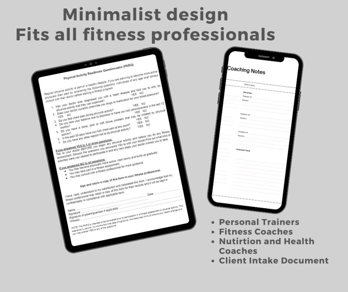 Personal Trainer Fitness Coaching Editable Documents Bundle,client ...