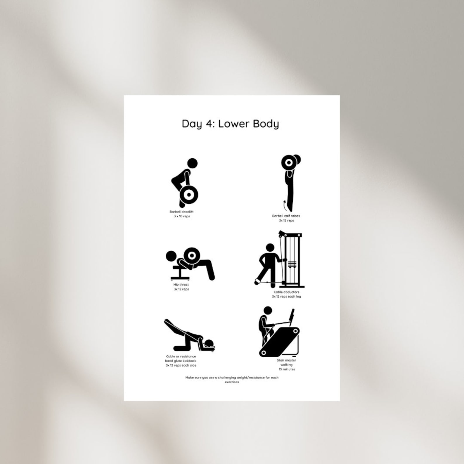Gym Workout Week Plan Printable PDF - 1 Week Fitness Program for Muscle ...