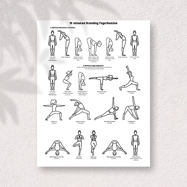 Standing Yoga Routine Printable: 10-minute Flow Poses With Names ...