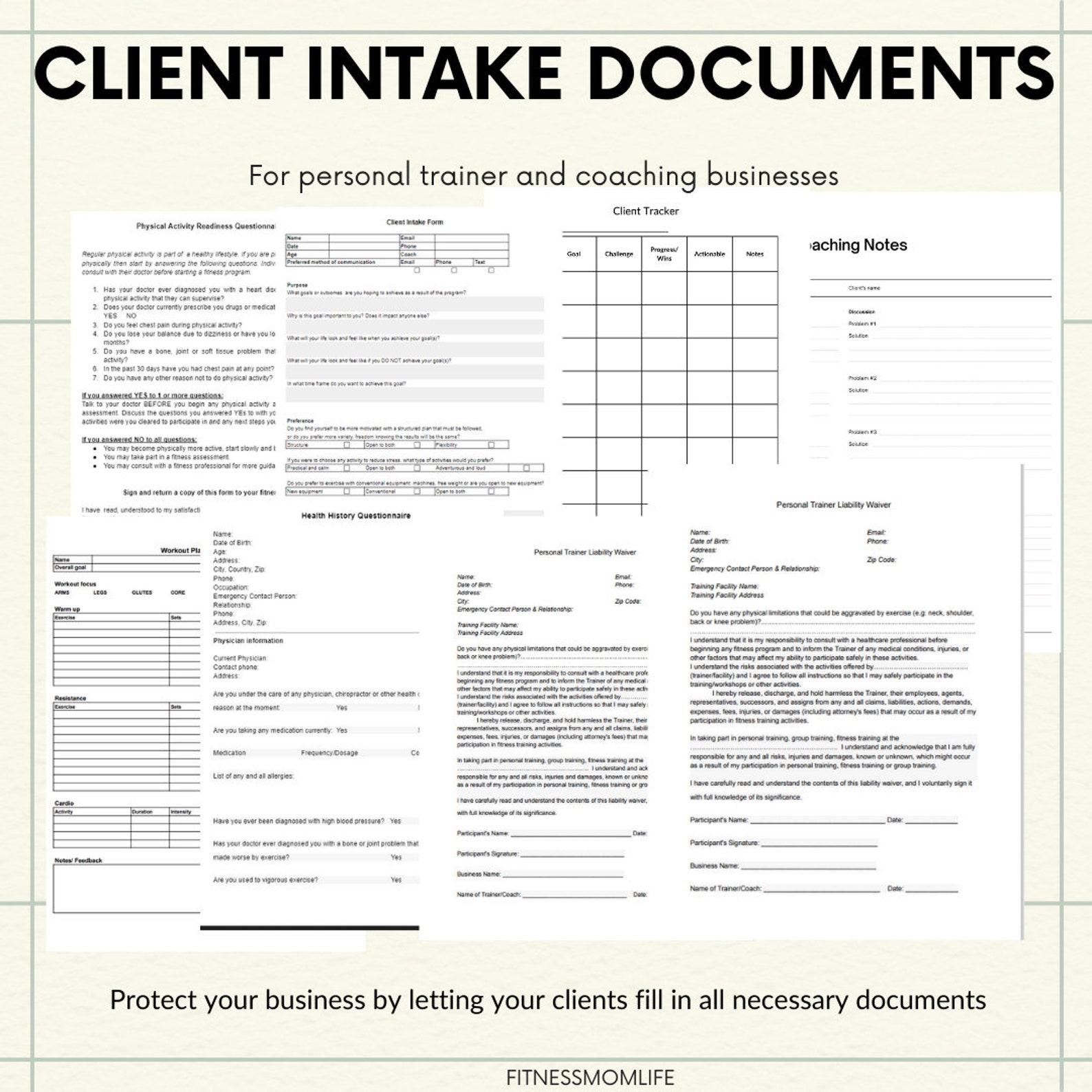 Personal Trainer Fitness Coaching Client Intake Documents Bundle ...