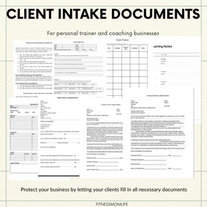 Personal Trainer Fitness Coaching Client Intake Documents Bundle ...