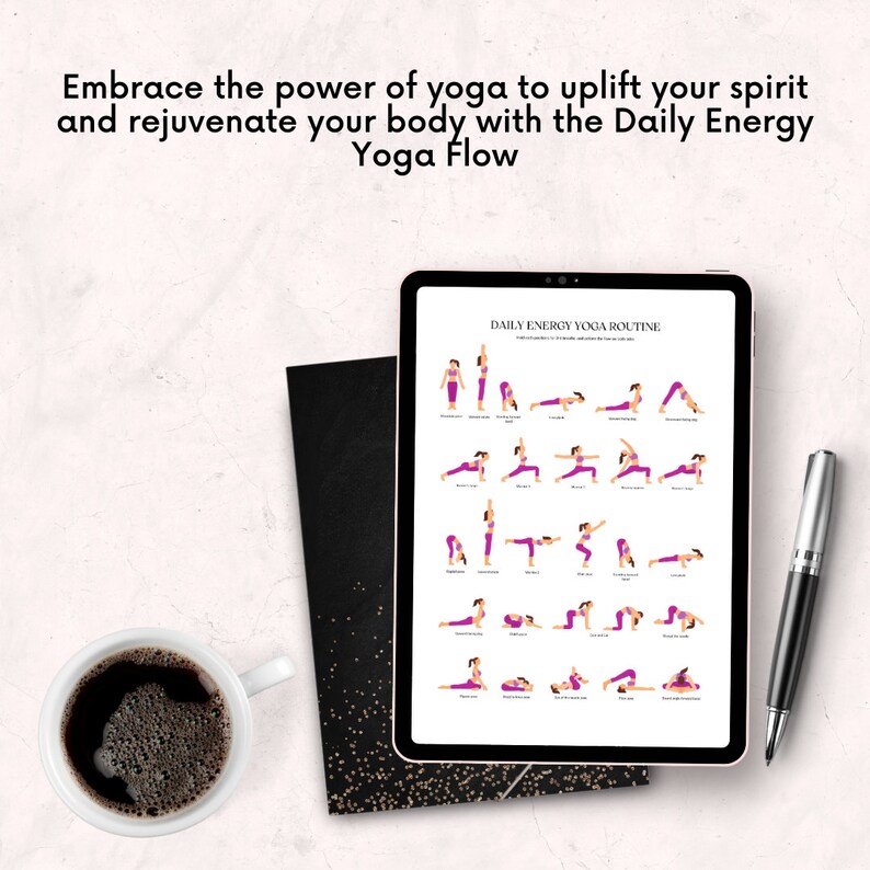 Daily Energy Yoga Poses Poster Printable PDF – Stretching and ...