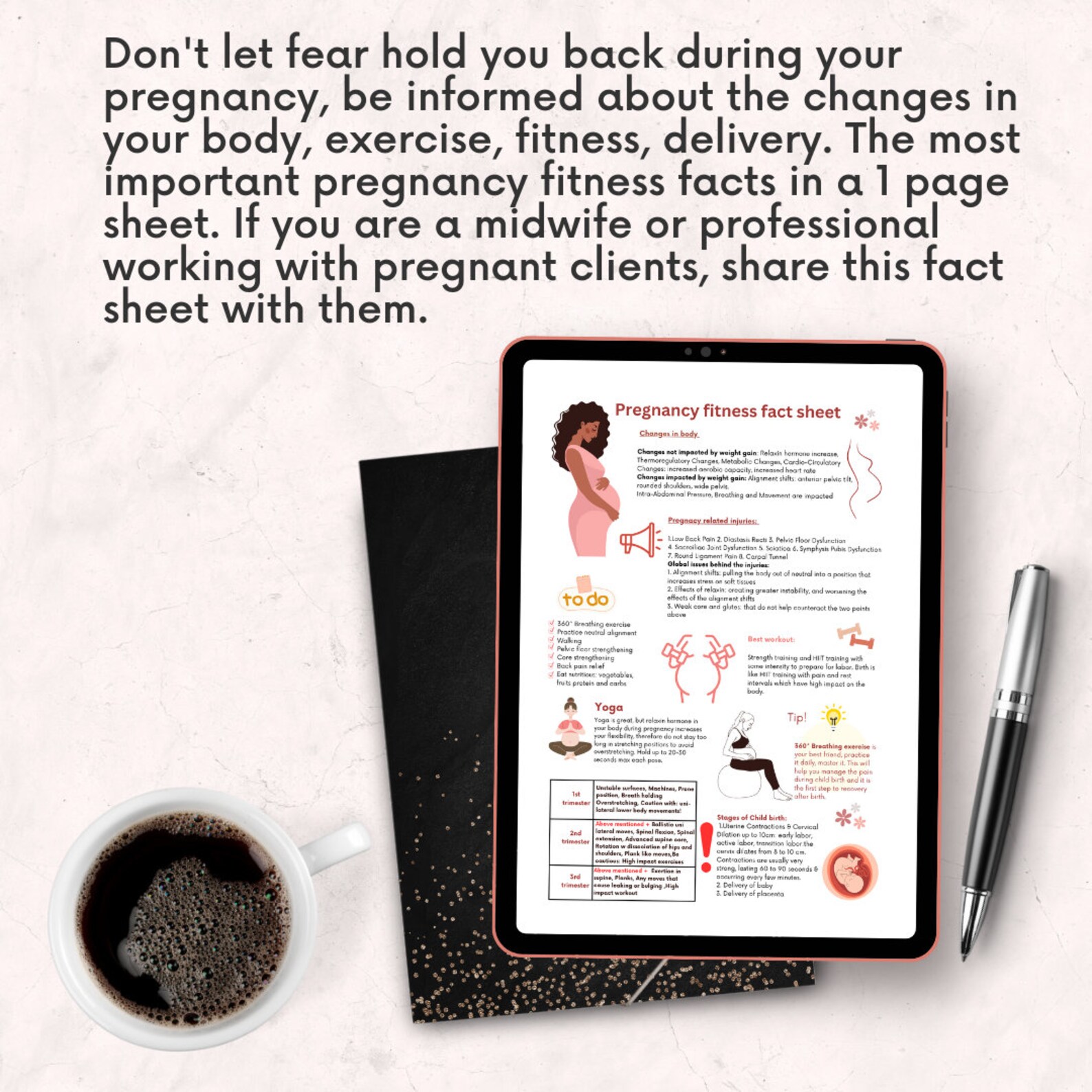 Pregnancy Fitness Fact Sheet, Midwife Support, Maternity Handout (PDF ...