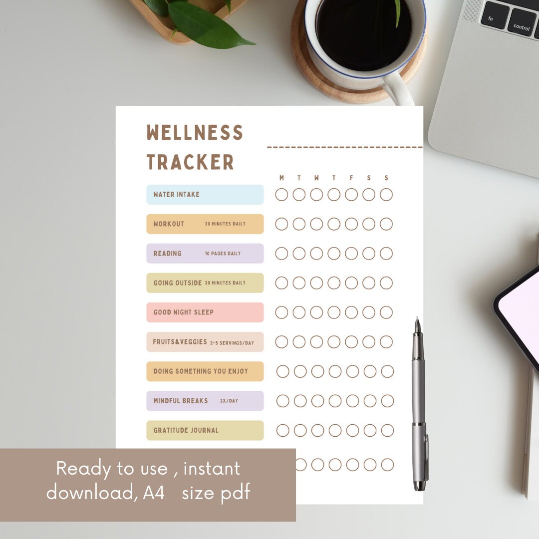 Wellness Tracker Digital Download Pdf, Mental Health Journal Printable ...