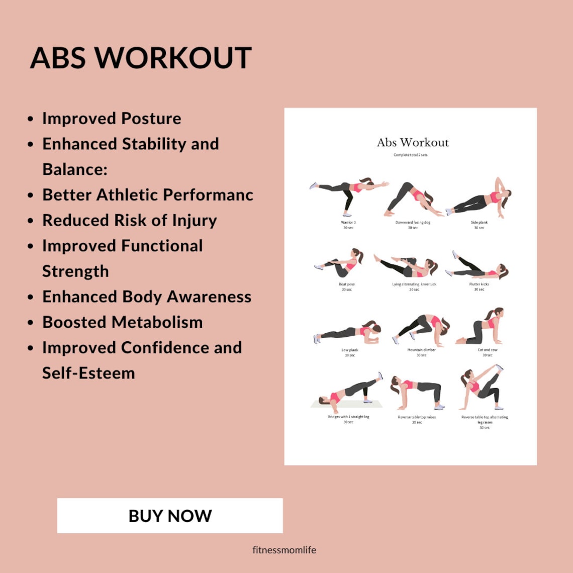 Abs and Core Exercises Printable Pdf, Core Workout, Abs Workout Guide ...