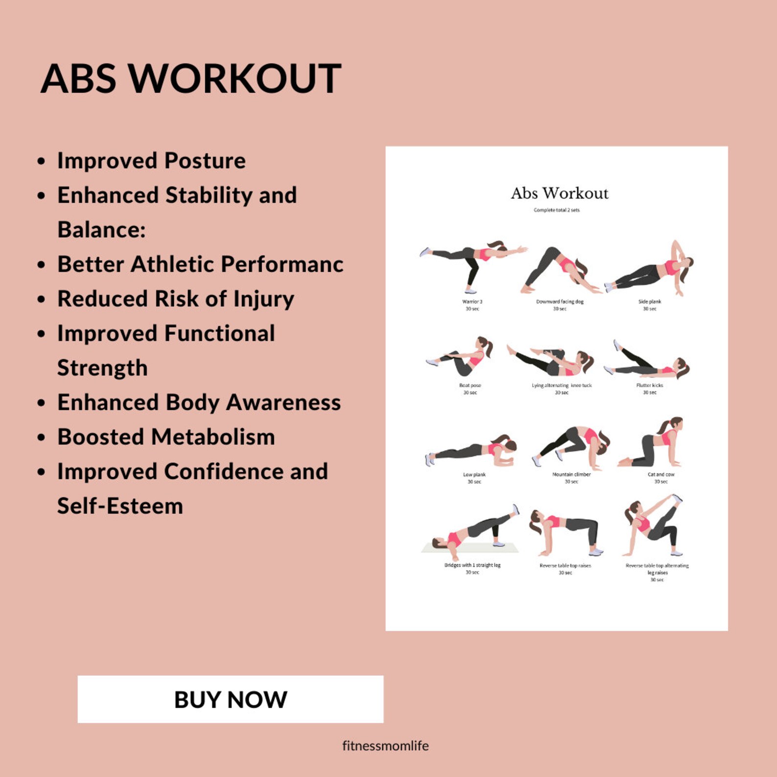 Abs and Core Exercises Printable Pdf, Core Workout, Abs Workout Guide ...