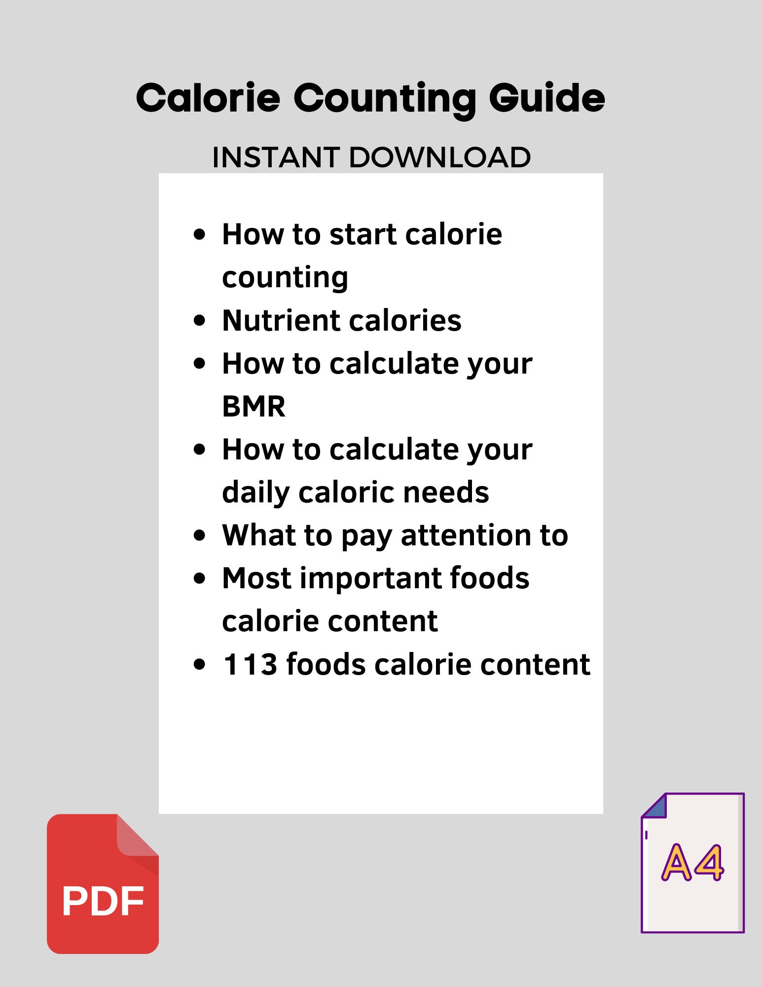 Calorie Counting Guide With Food Calorie Content Sheet, Bonus Macro ...