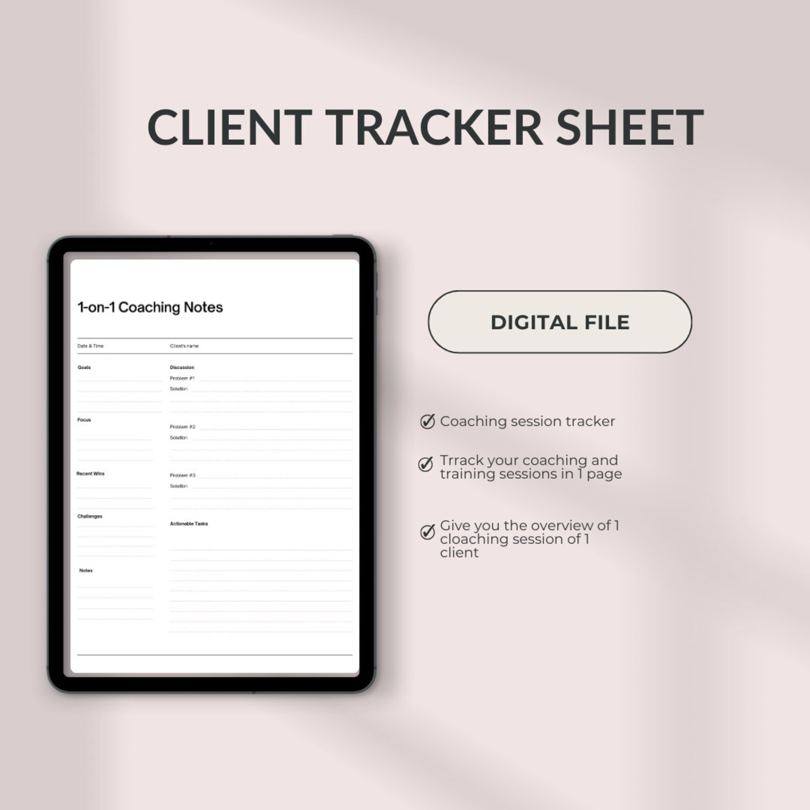 Client Coaching Template, Client Session Tracker Form,digital Coaching ...