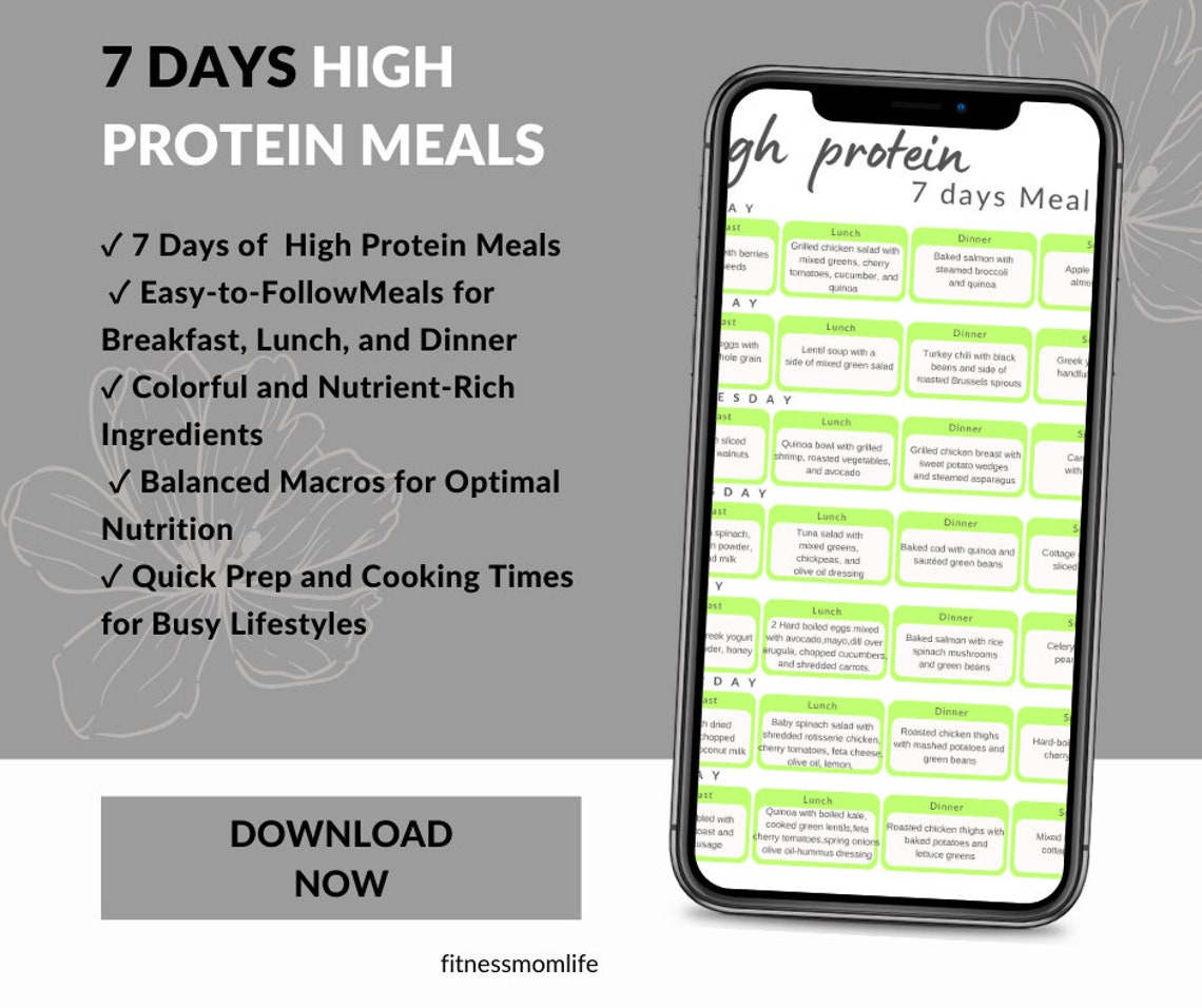 Easy 7 Days High Protein Meal Plan, At-a-glance Weekly Diet ...