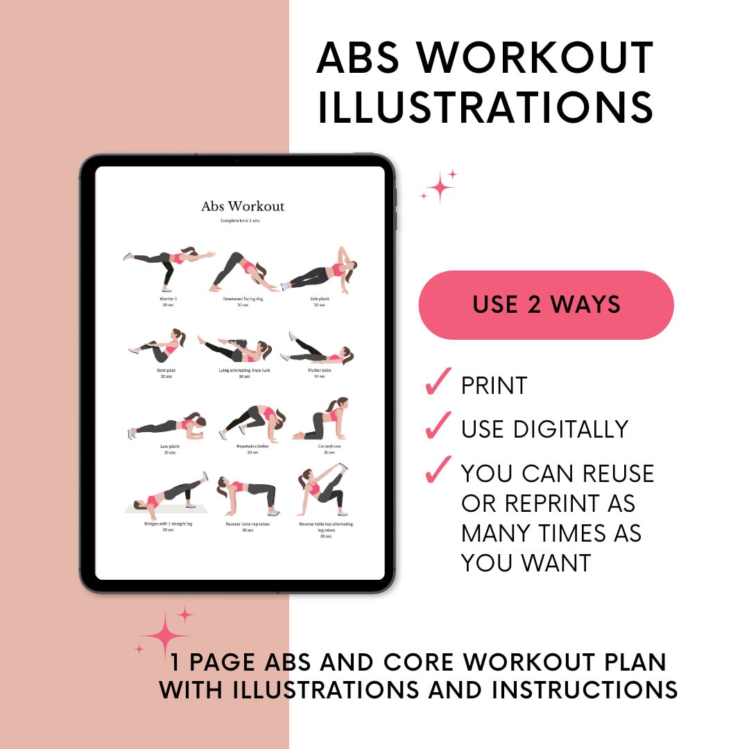 Abs and Core Exercises Printable Guide (digital Download) - Etsy
