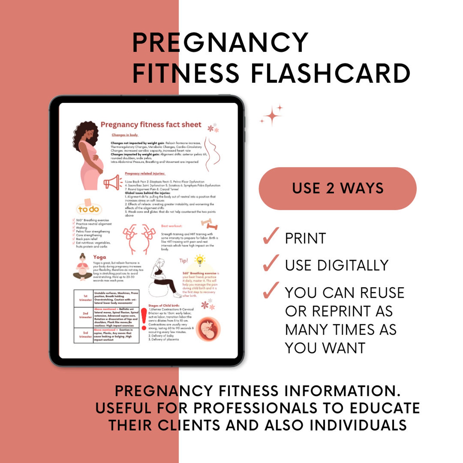 Pregnancy Fitness Fact Sheet, Midwife Support, Maternity Handout (PDF ...