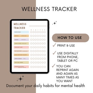 Wellness Tracker Digital Download Pdf, Mental Health Journal Printable ...