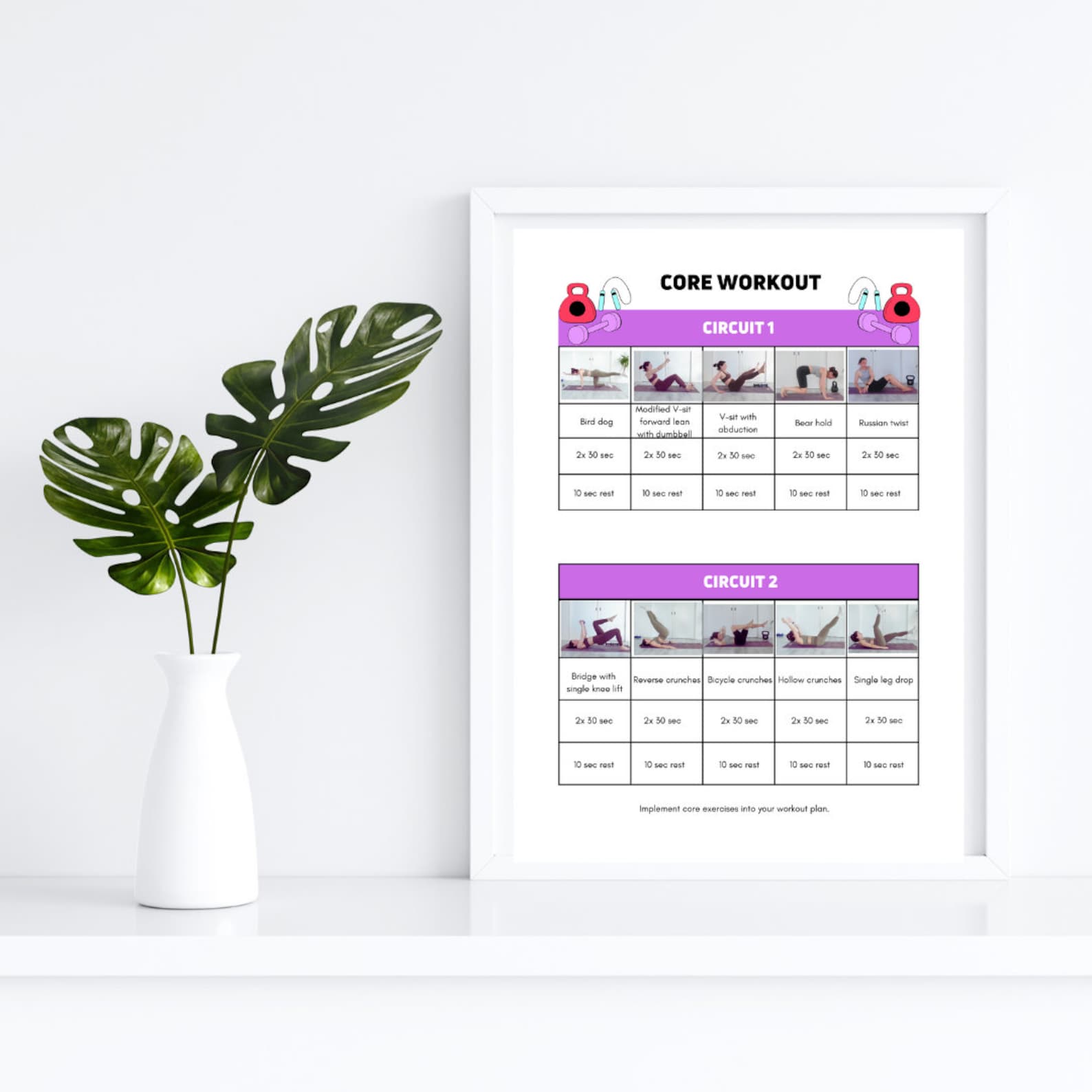 Full Body Workout Printable Bundle 4 Pages, Strength and HIIT Workout ...