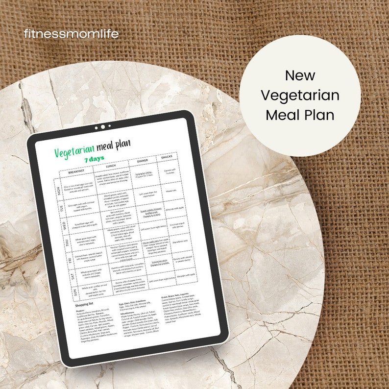 Easy 7 Days Vegetarian Meal Plan, At-a-glance Weekly Diet, Vegetarian ...