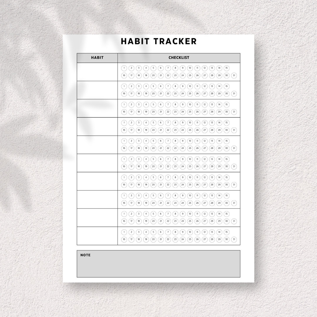 Monthly Habit Tracker Printable Vertical, Habit Tracker Template, Daily ...