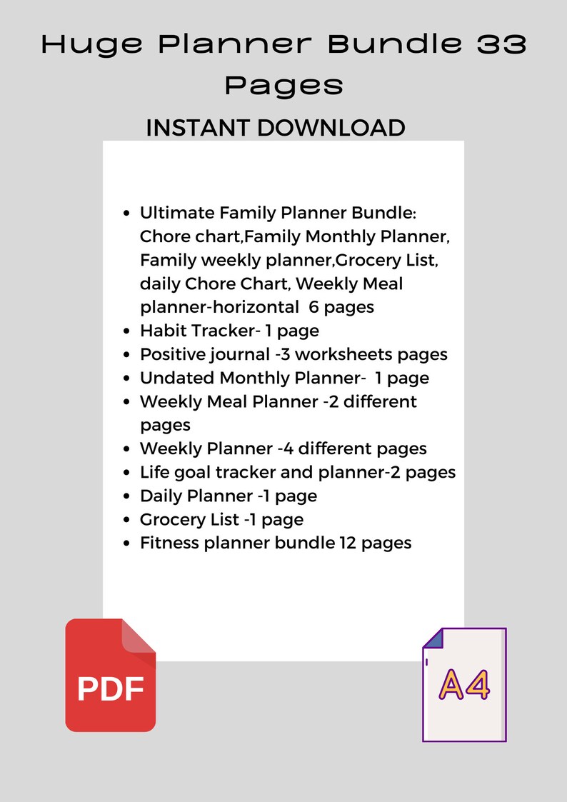 Undated Digital Personal Planner Bundle, Monthly Weekly Daily, Agenda ...