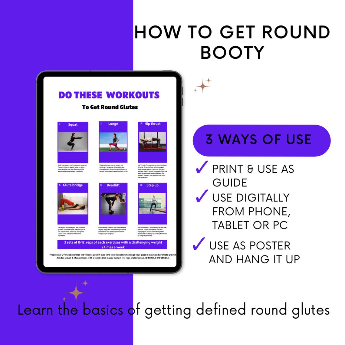 Full Body Home Workout Printable Bundle 4 Pages Daily Strength Training