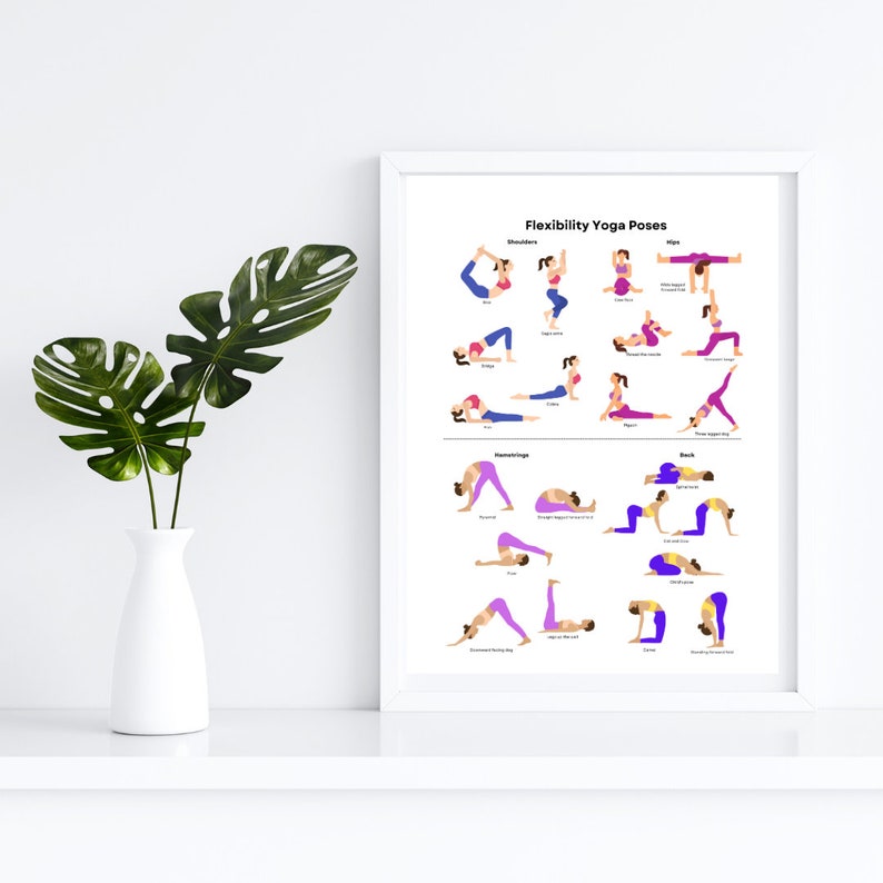 Flexibility Yoga Poses Printable, Hip, Back & Shoulder Stretches ...