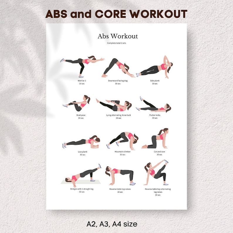 Abs and Core Exercises Printable Pdf, Core Workout, Abs Workout Guide ...