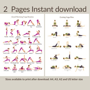 Morning and Evening Yoga Routine 2 Page Bundle, Yoga Poses Printable ...