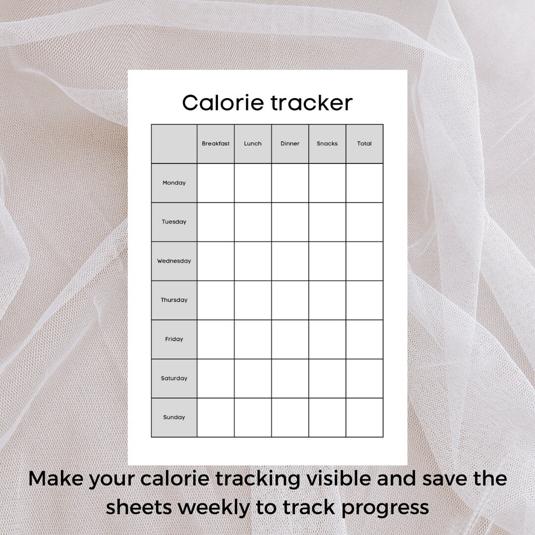 Minimalist Calorie Tracker, Printable Food Diary (PDF) - Etsy