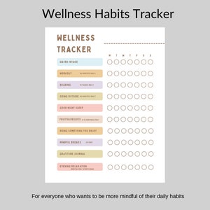 Wellness Tracker Digital Download Pdf, Mental Health Journal Printable ...
