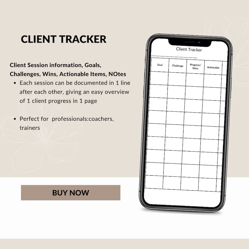 Client Session Tracker,customer File,digital Coaching Progress Tracking ...