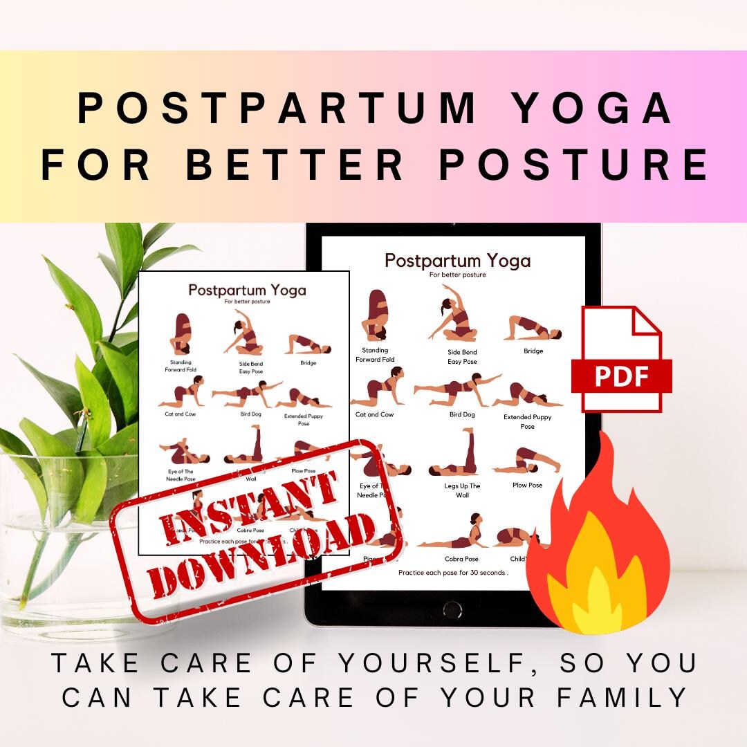 Postpartum Yoga Poster | Daily Printable Stretch Routine for New Moms ...