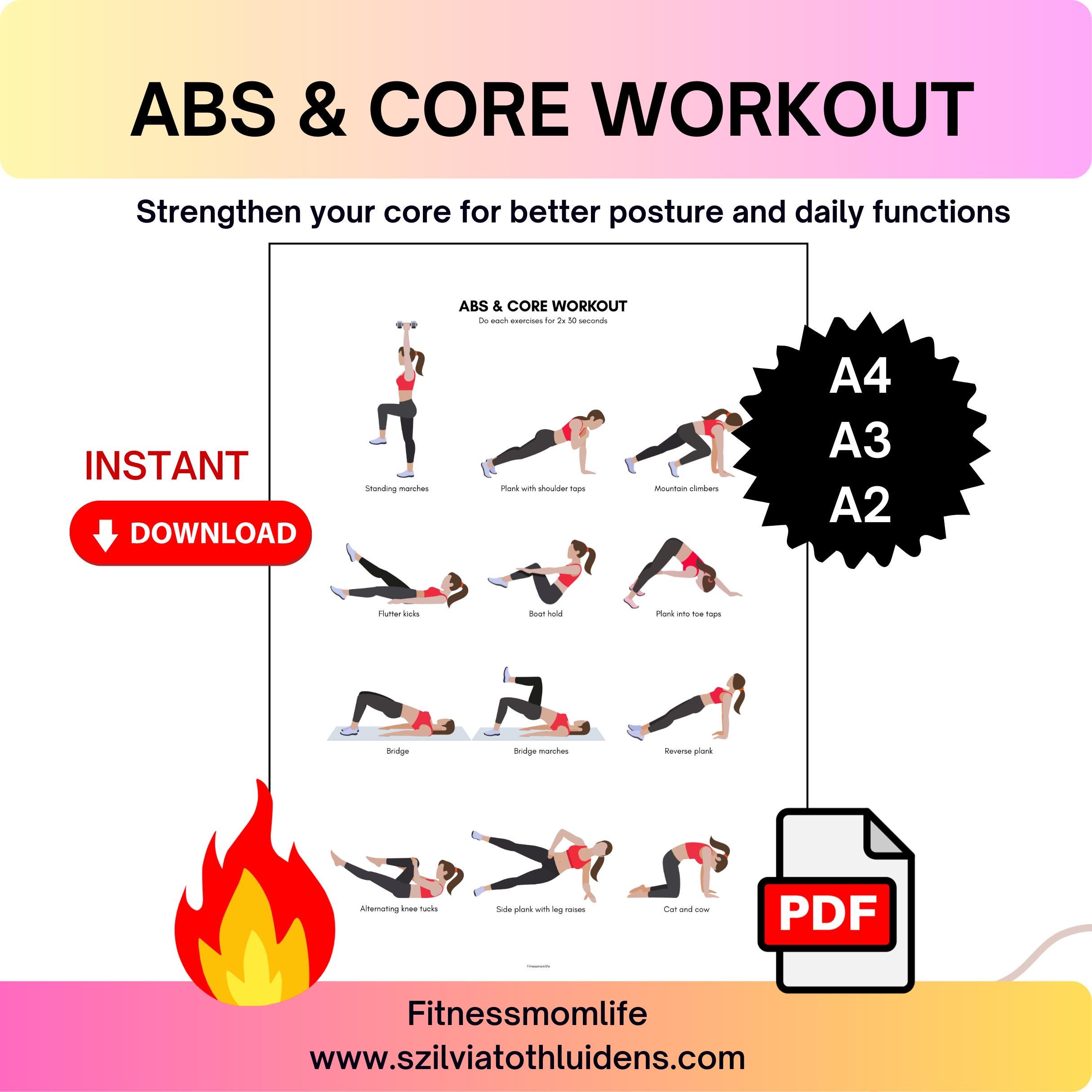 Abs and Core Exercises, Home Workout Guide (printable PDF) - Etsy