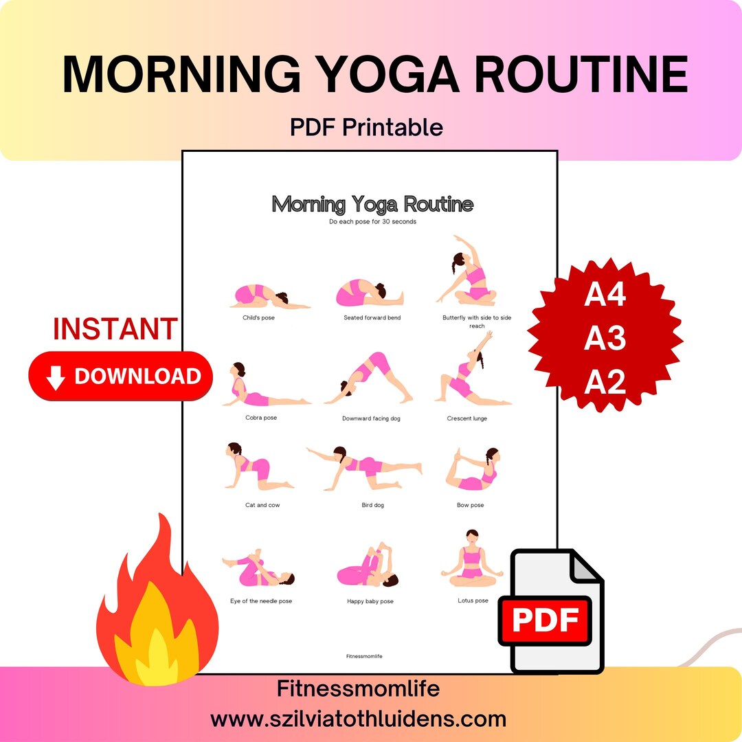 Morning Yoga Routine Poster | A4 A3 A2 Digital Download | Gentle Yoga ...