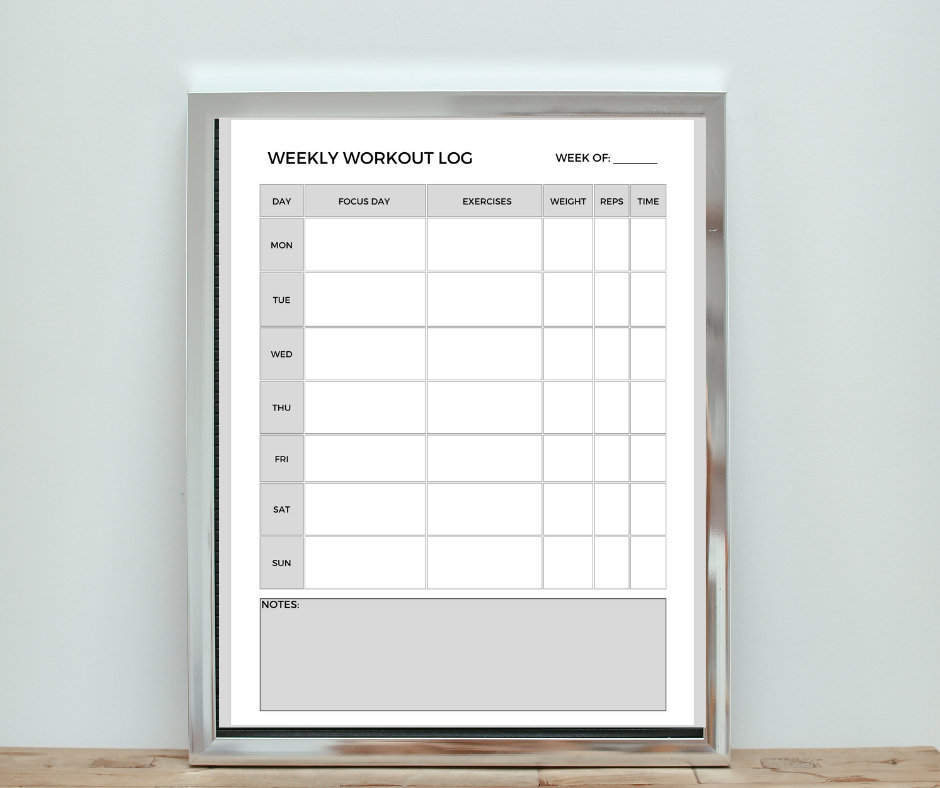 Weekly Workout Log, Fitness Progress Tracker (PDF) - Etsy