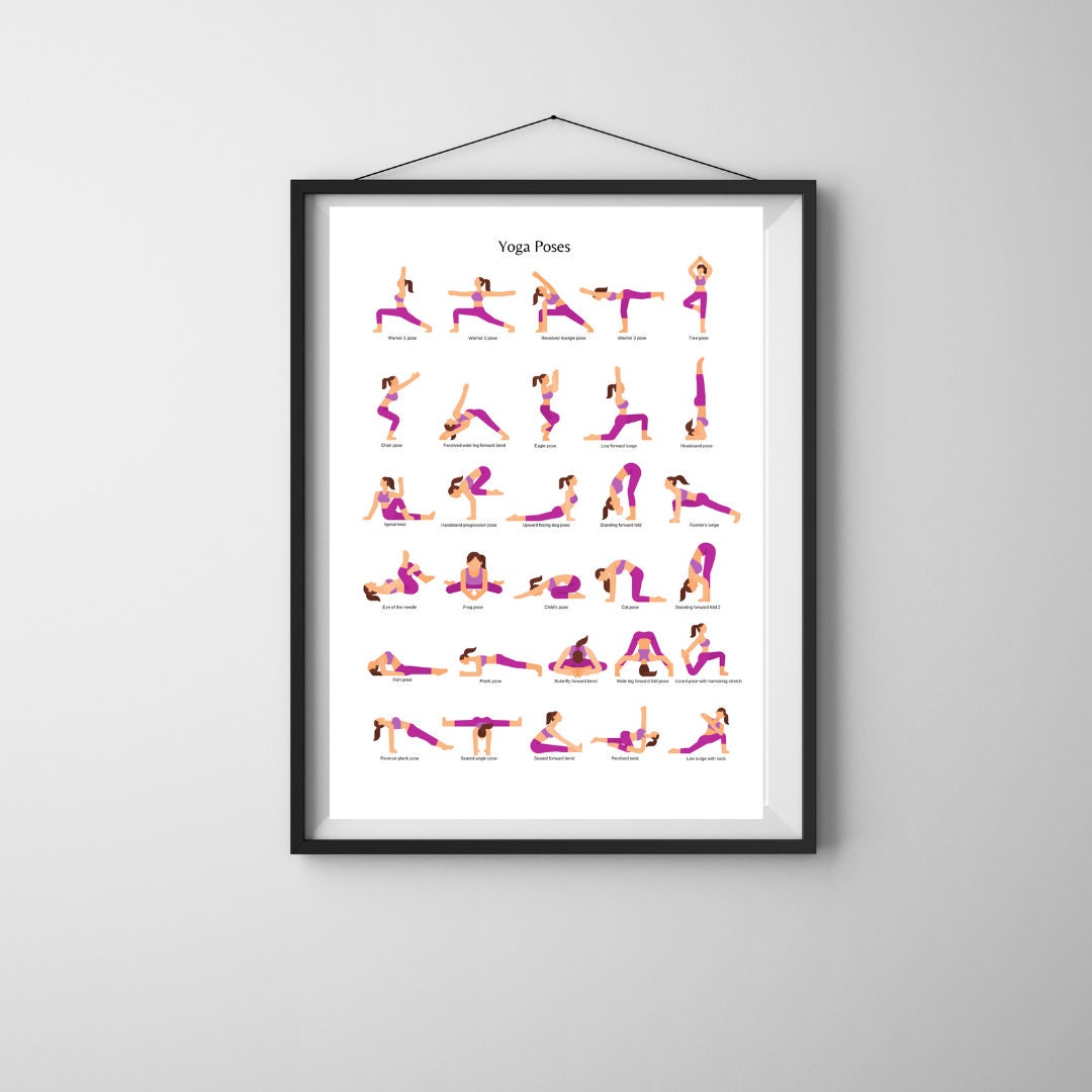 30 Yoga Poses Printable Poster,digital Download Yoga Poses Poster,yoga ...