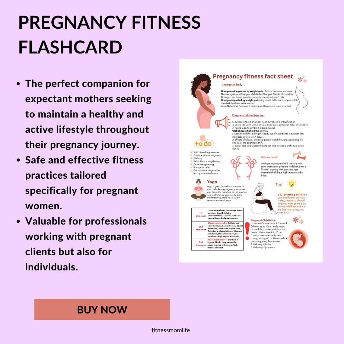 Pregnancy Fitness Fact Sheet, Midwife Support, Maternity Handout (PDF ...