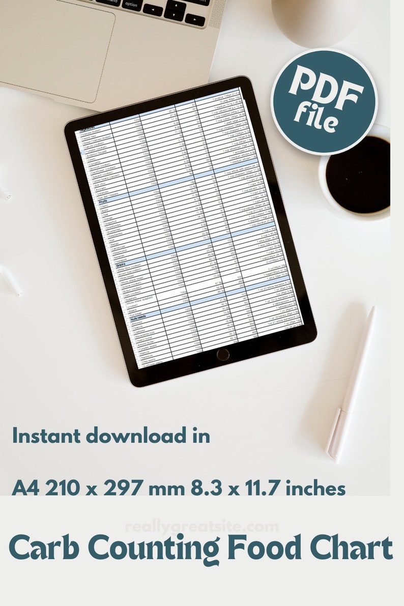 Carbohydrate Food Chart, Carb Counting Guide (digital Download) - Etsy