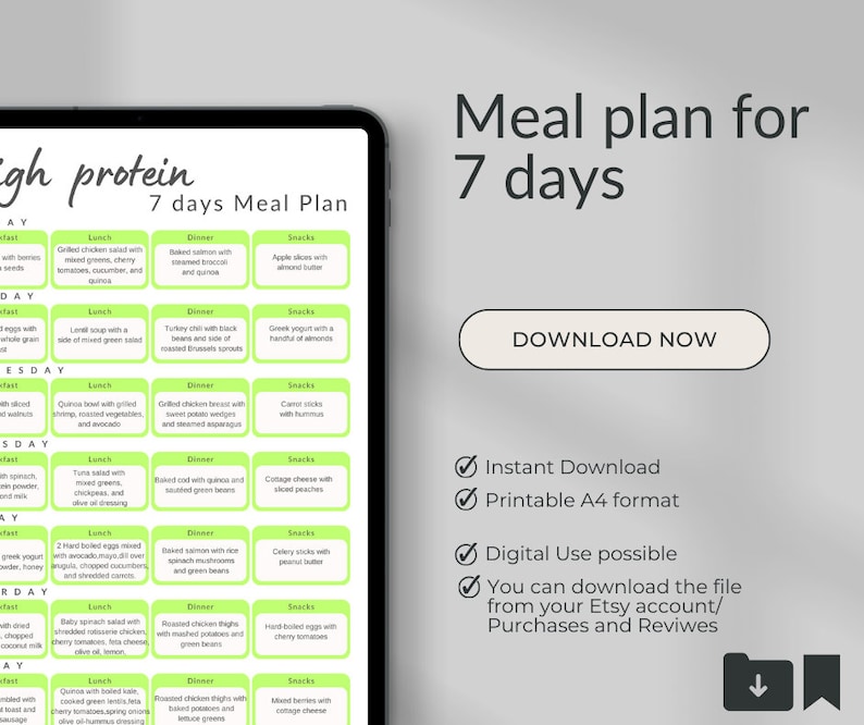 Easy 7 Days High Protein Meal Plan, At-a-glance Weekly Diet ...