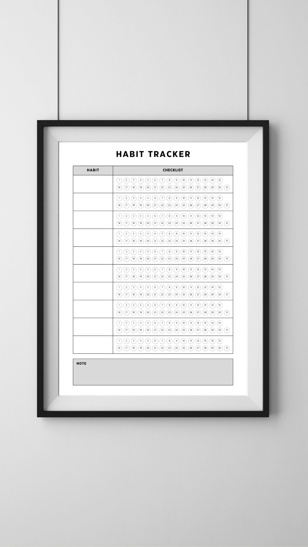Monthly Habit Tracker Printable Vertical, Habit Tracker Template, Daily ...