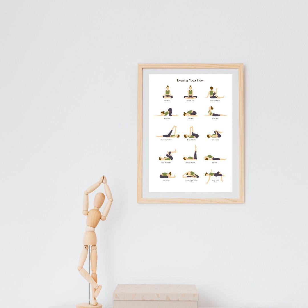 Evening Yoga Flow Printable, 15 Yoga Poses Poster, Yoga Poses Art,yoga ...