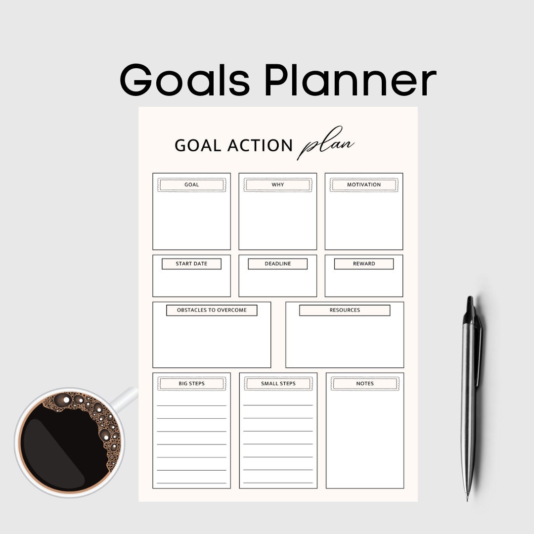 Monthly Goal Setting Action Planner Monthly Planner Digital - Etsy