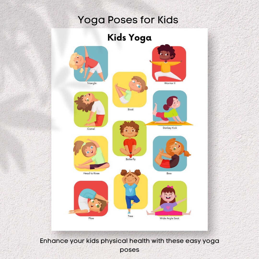 Kids Yoga Poses Poster, Montessori Wall Art, Toddler Physical Activity ...