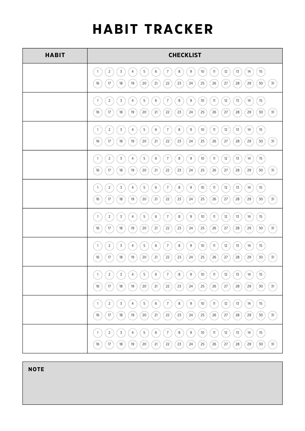 Monthly Habit Tracker Printable Vertical, Habit Tracker Template, Daily ...