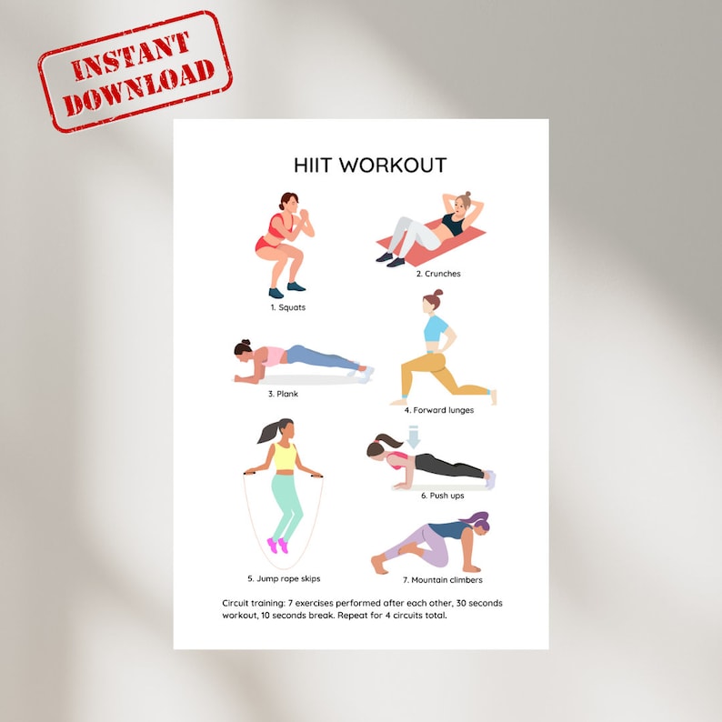 HIIT Cardio Workout Printable Pdf, Cardio Shred Workout Digital Pdf ...