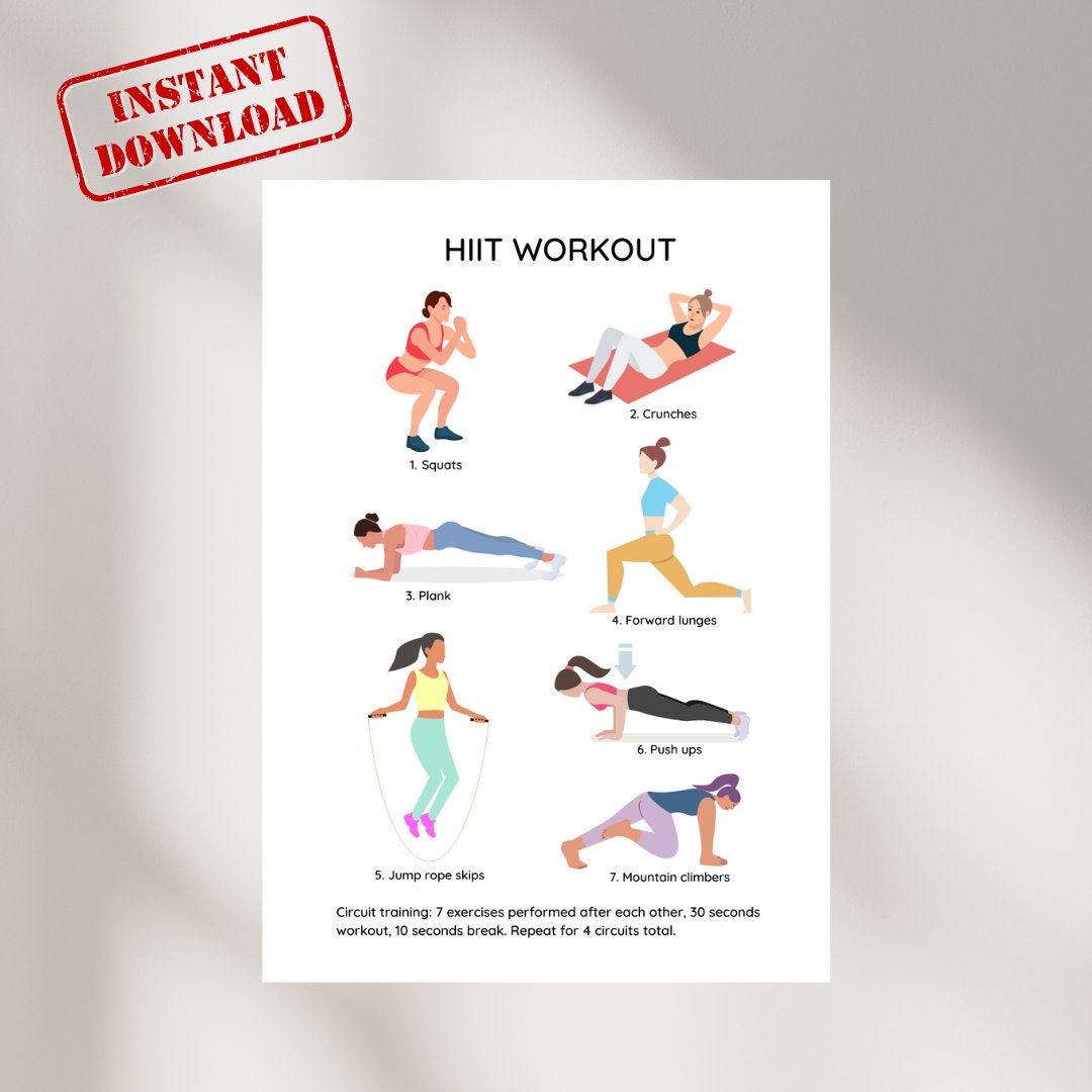 HIIT Cardio Home Workout Printable, No Equipment (digital PDF) - Etsy UK