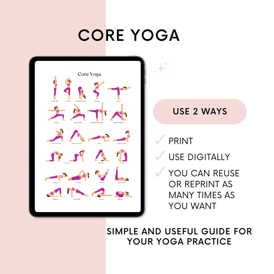 Core Yoga Poses Print Poster,core Strength and Balance Guide, Yoga ...
