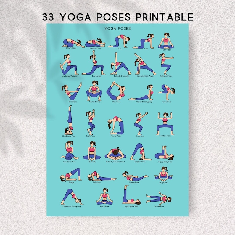 Yoga Poses Illustrated Print, Gym Decor (digital Download) - Etsy