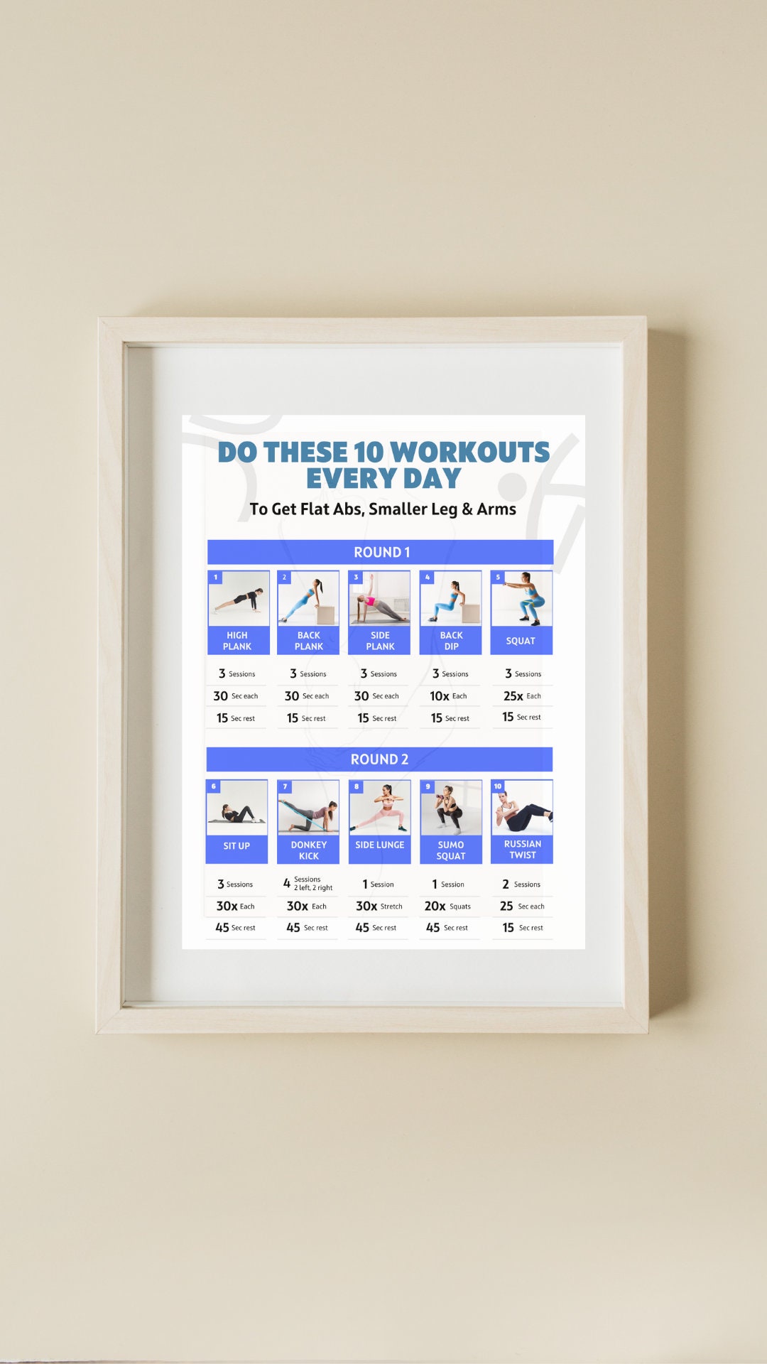 Full Body Workout Poster – 10 Daily Exercises (digital Download) - Etsy