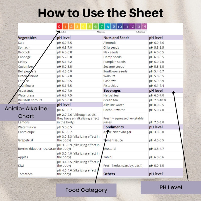 Alkaline Food Chart, Anti-inflammatory Diet Guide (digital PDF) - Etsy