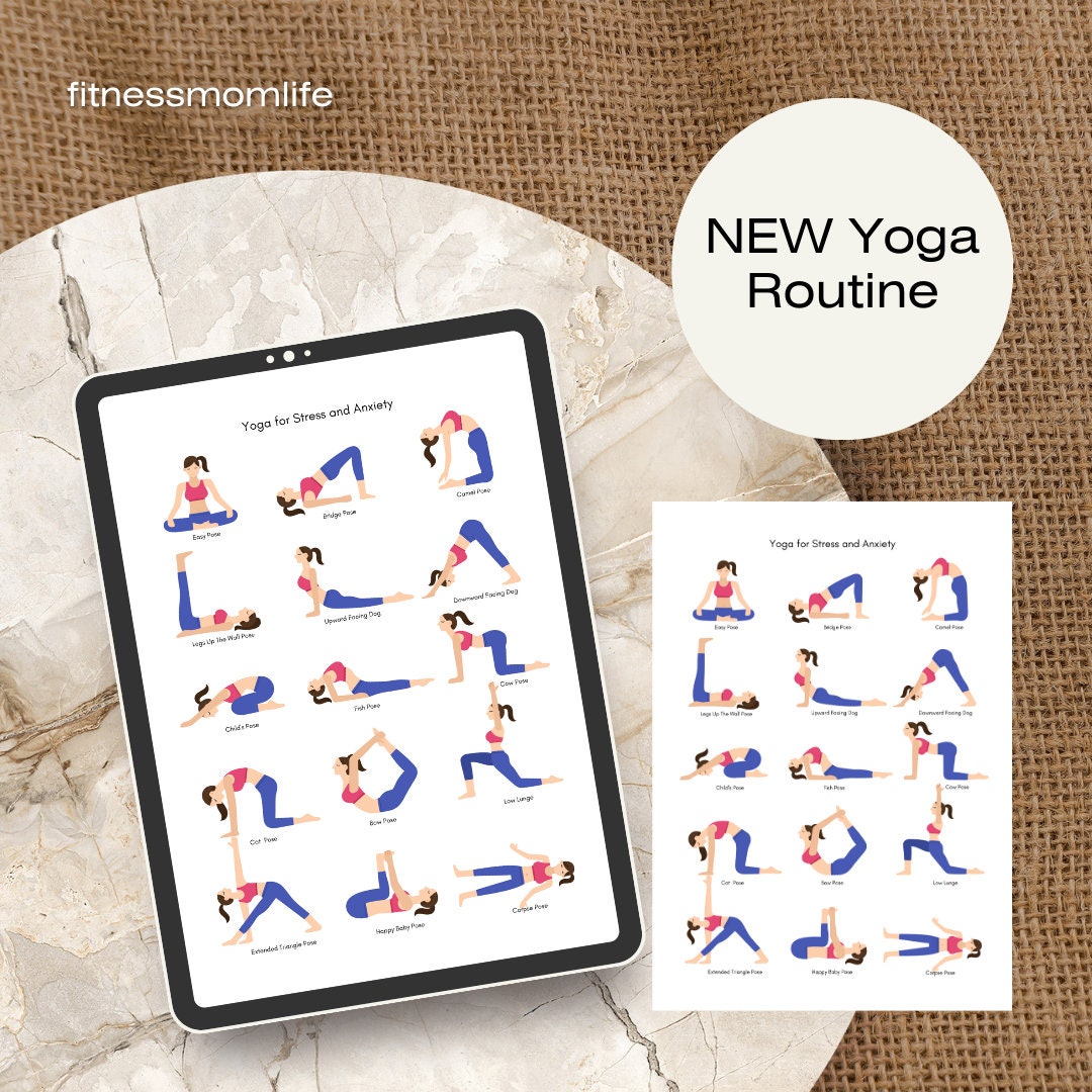 Stress and Anxiety Relief Yoga Poses Printable Poster,digital Download ...