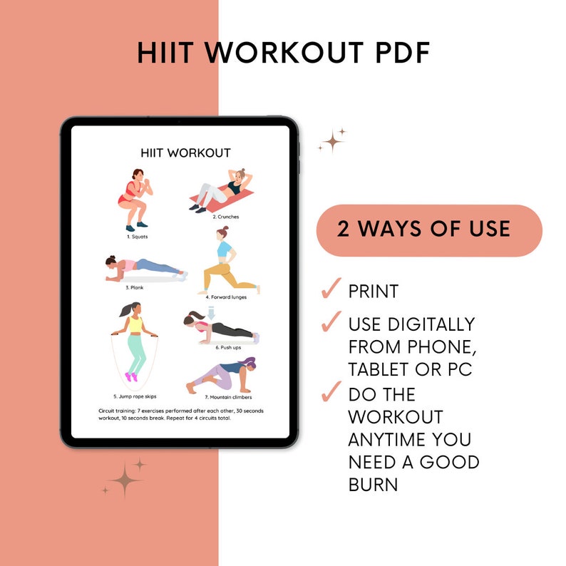 HIIT Cardio Workout Printable Pdf, Cardio Shred Workout Digital Pdf ...