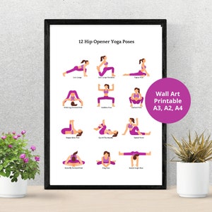 Hip Opener Yoga Poses Printable,digital Download Yoga Hips Flexibility ...